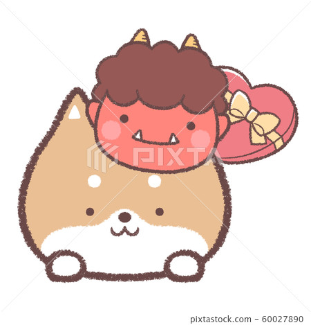 Shiba Inu February Red Demon and Valentine... - Stock Illustration ...