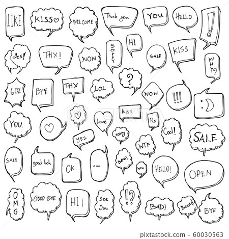 Set of Speech Bubble Drawing illustration Hand - Stock Illustration ...