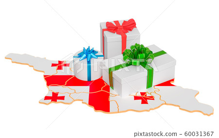 Gift boxes on the Georgian map - Stock Illustration [60031367] - PIXTA