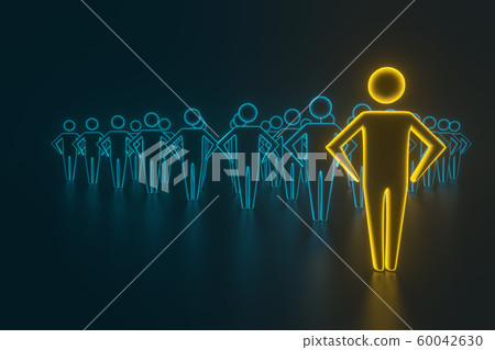 Leader in front of team of successful... - Stock Illustration [60042630 ...