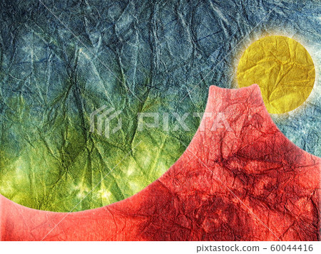 Red Fuji image Japanese paper Chigiri style - Stock Illustration ...