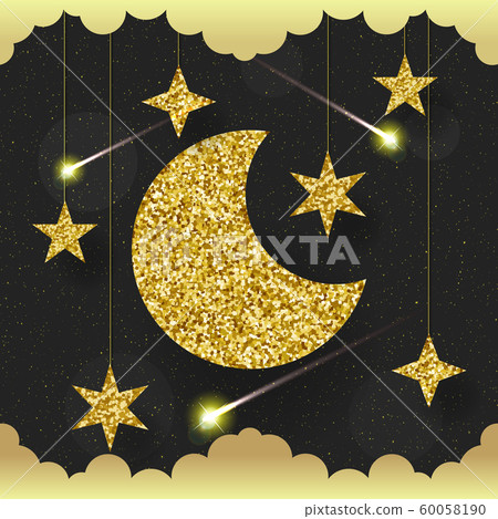 Golden Moon Symbol Icon Design Element, - Stock Illustration [60058190 ...