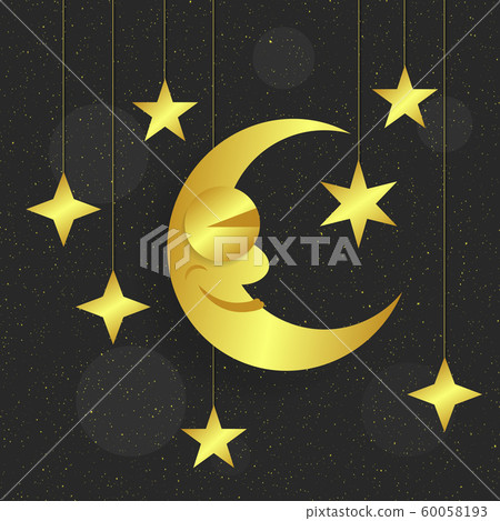 Golden Moon Symbol Icon Design Element, - Stock Illustration [60058193 ...