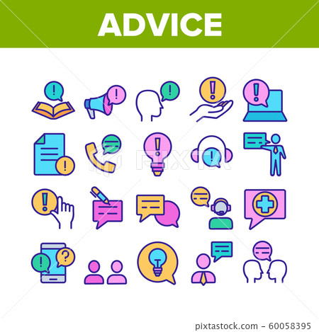 Advice Help Assistant Collection Icons Set Vector - Stock Illustration ...