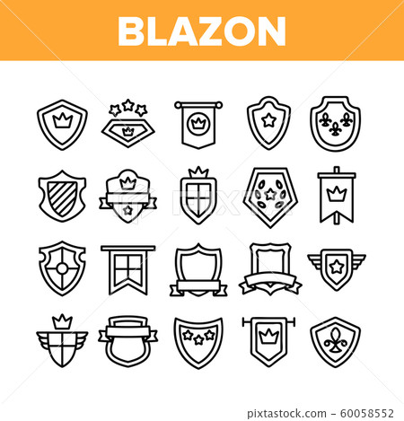 Blazon Shield Shapes Collection Icons Set Vector - Stock Illustration ...