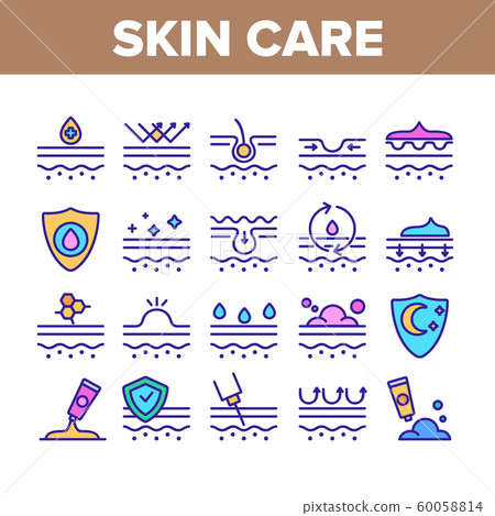 Skin Care Collection Elements Icons Set Vector - Stock Illustration ...