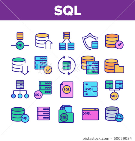 Sql Database Collection Elements Icons Set Vector - Stock Illustration [60059084] - PIXTA