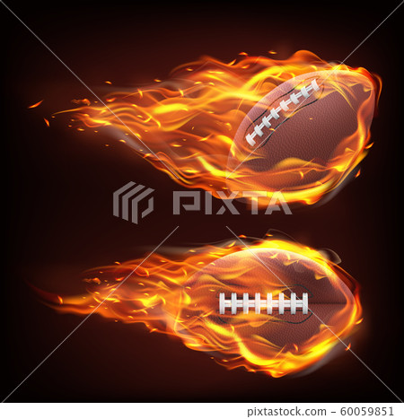 Flying rugby ball in fire-插圖素材 [60059851] - PIXTA圖庫