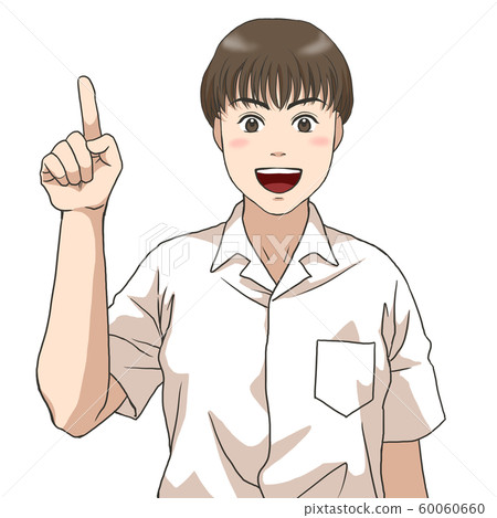 Male high school student explaining with smile... - Stock Illustration ...