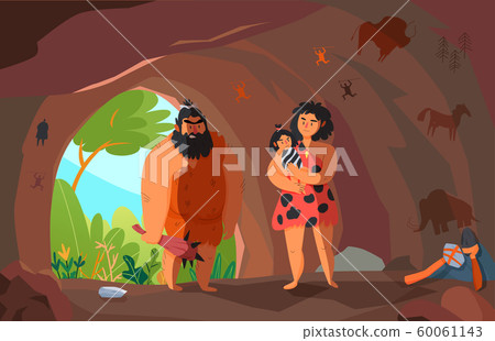 Primitive People Cartoon Illustration - Stock Illustration [60061143 ...