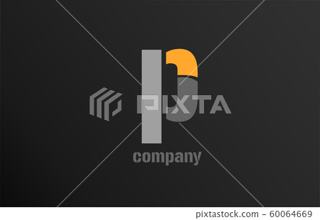 yellow grey letter p alphabet logo design icon for-插圖素材 [60064669 ...