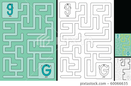 Easy alphabet maze - letter G - Stock Illustration [60066635] - PIXTA