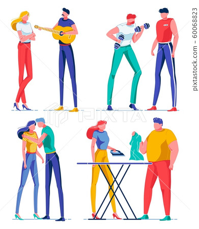 Cartoon Characters Doing Daily Tasks, Activities. - Stock Illustration ...
