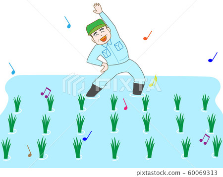 Farmer doing exercises during rice planting - Stock Illustration ...