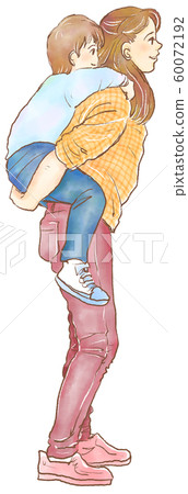 Piggyback ride - Stock Illustration [60072192] - PIXTA