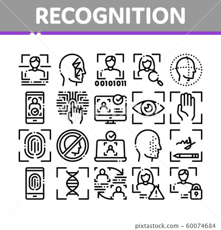 Recognition Collection Elements Icons Set Vector - Stock Illustration ...