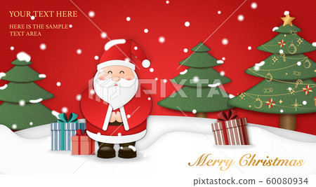 Relief paper art of Santa Claus present gifts... - Stock Illustration ...