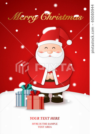 Relief paper art of Santa Claus and present... - Stock Illustration ...