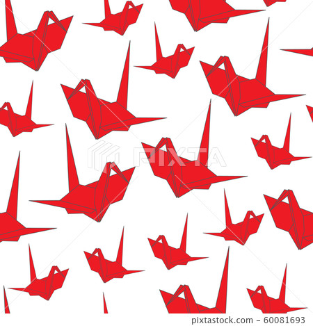Red paper crane seamless pattern - Stock Illustration [60081693] - PIXTA