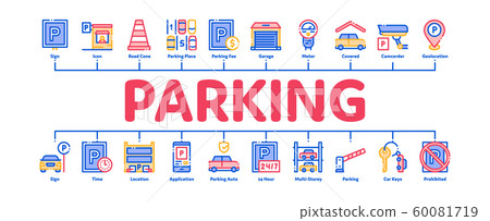 Parking Car Minimal Infographic Banner Vector - Stock Illustration ...