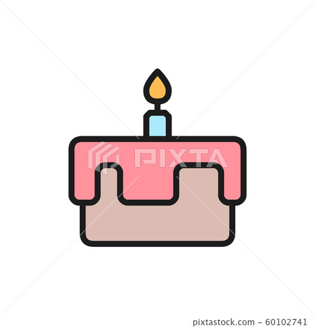 Vector first birthday cake flat color icon. - Stock Illustration ...