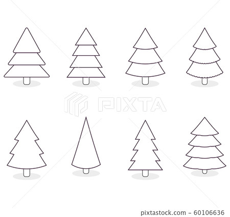 Christmas line tree collection for holiday design - Stock Illustration ...