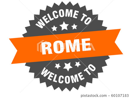 Rome sign. welcome to Rome orange sticker - Stock Illustration ...