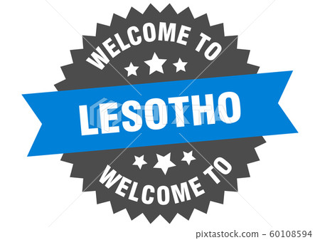 Lesotho sign. welcome to Lesotho blue sticker - Stock Illustration ...