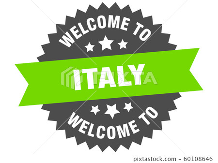 Italy sign. welcome to Italy green sticker - Stock Illustration ...