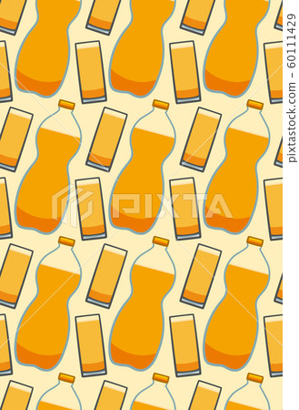 Bottle and glass of orange soda seamless pattern - Stock Illustration ...