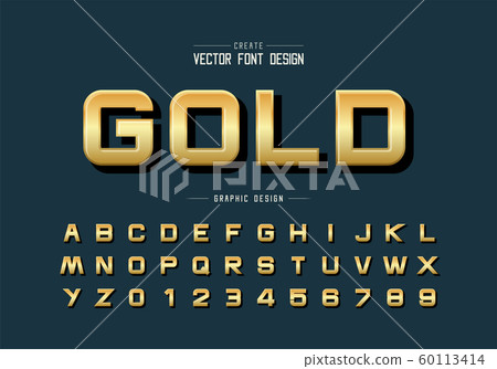 Gold font and alphabet vector, Golden design...-插圖素材 [60113414] - PIXTA圖庫