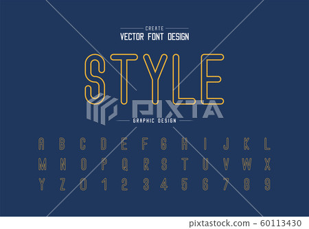 Line yellow font and alphabet vector, Letter...-插圖素材 [60113430] - PIXTA圖庫