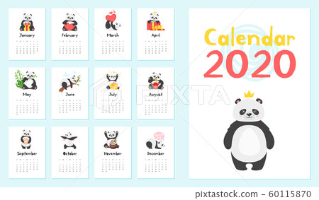 Panda calendar vector templates set - Stock Illustration [60115870] - PIXTA