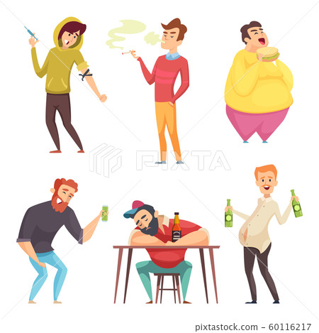 Addicted lifestyle. Alcoholism drugs and... - Stock Illustration ...