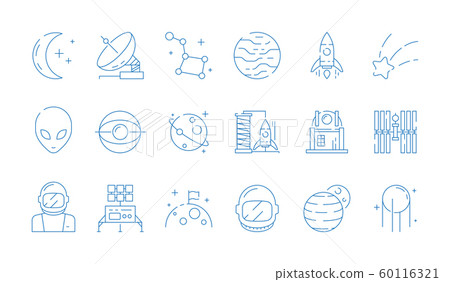 Space line icon. Moon astronomy station rocket... - Stock Illustration ...