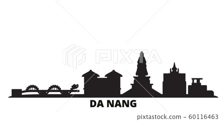 Vietnam, Da Nang city skyline isolated vector... - Stock Illustration ...