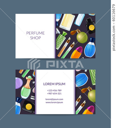 Vector perfume bottles business card for... - Stock Illustration ...