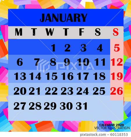 Colorful design for calendar 2020. - Stock Illustration [60118353] - PIXTA