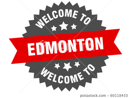 Edmonton sign. welcome to Edmonton red sticker - Stock Illustration ...
