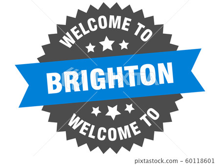 Brighton sign. welcome to Brighton blue sticker - Stock Illustration ...