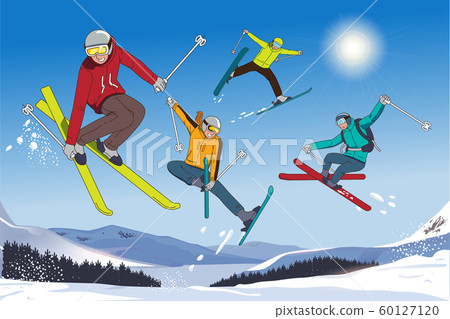Skiing tour in the mountains. Challenge yourself in the winter with ...