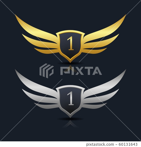 Wings Shield Number 1 Logo Template - Stock Illustration [60131643] - PIXTA