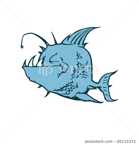 Psycho Fish Piranha. Animal cartoon character - Stock Illustration ...