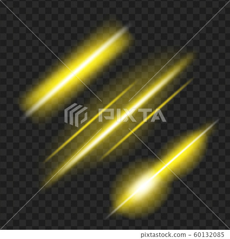 Set of yellow glowing light effect. Isolated on - Stock Illustration ...