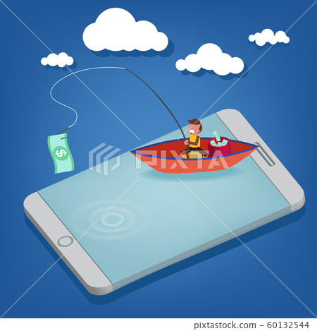 Business Concept with Tablet, Hacker stealing... - Stock Illustration ...