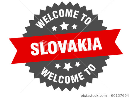 Slovakia sign. welcome to Slovakia red sticker - Stock Illustration ...