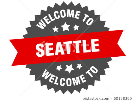 Seattle sign. welcome to Seattle red sticker - Stock Illustration ...