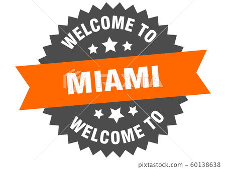 Miami sign. welcome to Miami orange sticker - Stock Illustration ...