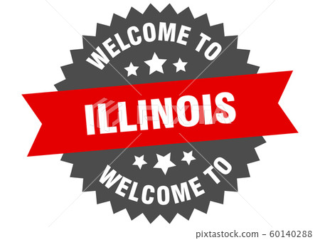 Illinois Sign Welcome To Illinois Red Sticker Stock Illustration