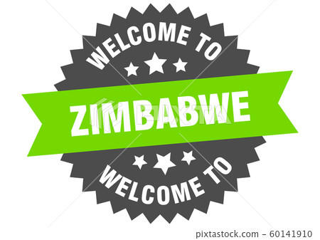 Zimbabwe sign. welcome to Zimbabwe green sticker - Stock Illustration ...